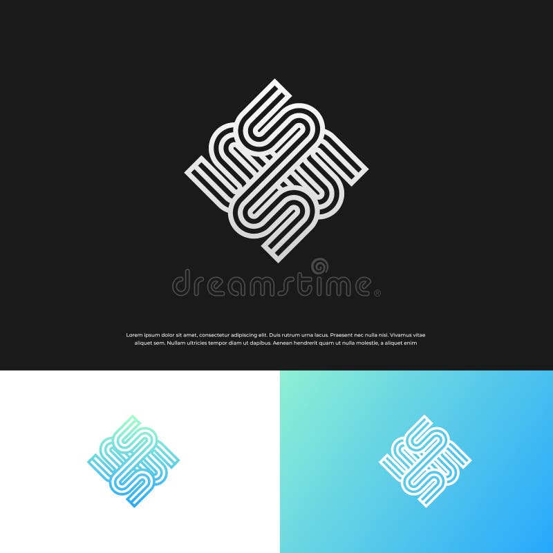 Letter S Monogram Logo in a Modern Line Style. Vector Illustration ...