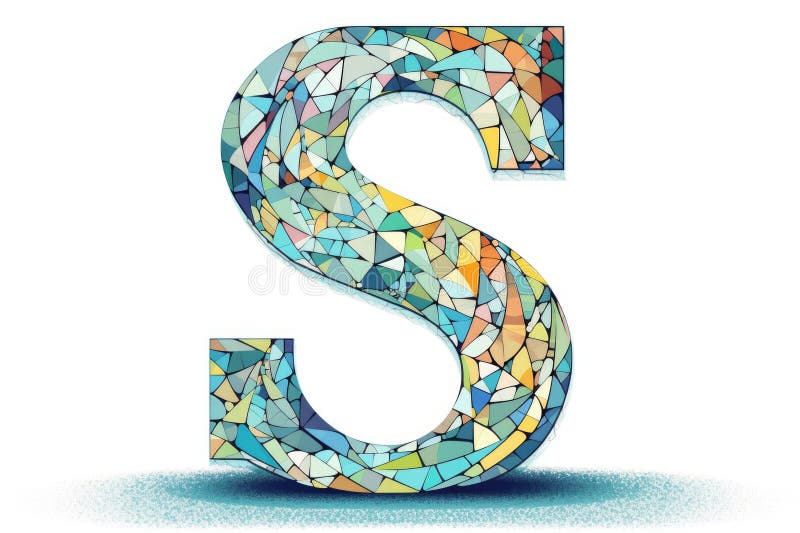 Letter S, Mosaic Style, on White Background Stock Illustration ...