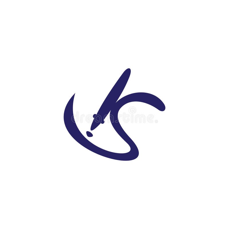 Letter S Pencil Pen Ink Blue Logo Vector Stock Vector - Illustration of ...