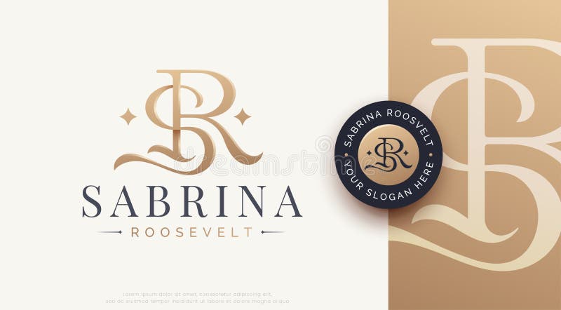Letter S R Beauty Monogram Serif Logo Design Stock Vector ...