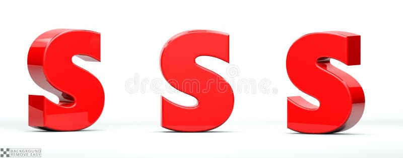 Letter S, of Red Color in 3 Positions. 3d Render Illustration at ...