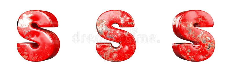 Letter S from Red Scratched Metallic Letters Alphabet Collection Set ...