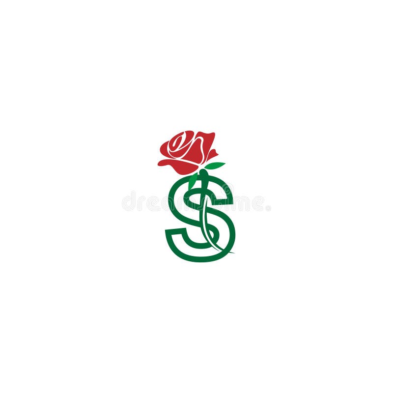 Letter S with Rose Icon Logo Vector Template Stock Vector ...