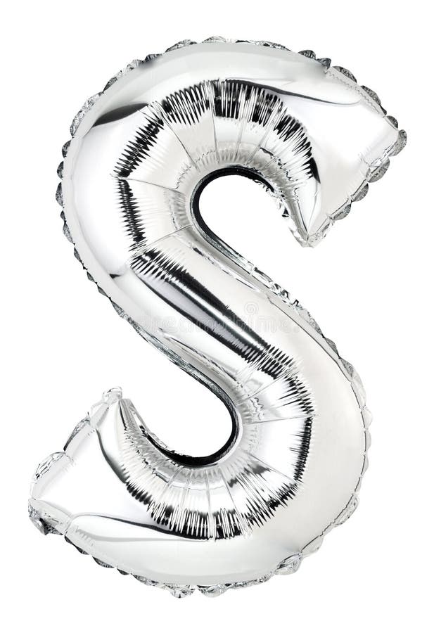 Letter S in Silver Mylar Balloon Isolated Stock Photo - Image of ...