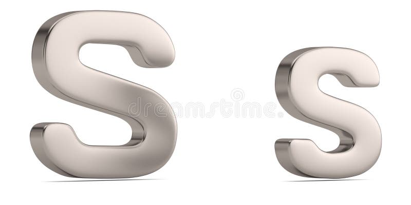 Letter S from Steel Solid Alphabet Isolated on White Background. 3D ...