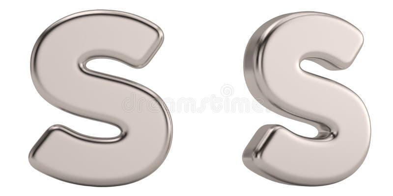Letter S from Steel Solid Alphabet Isolated on White Background. 3D ...
