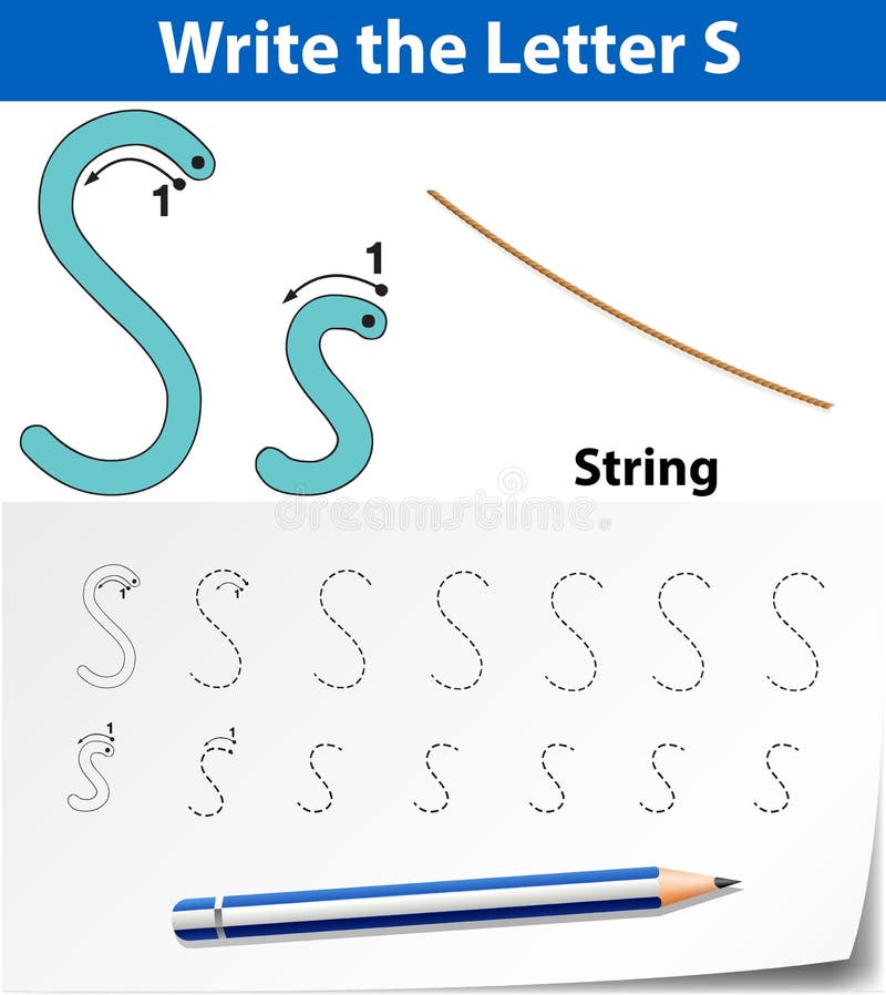 Letter S Tracing Alphabet Worksheets Stock Vector - Illustration of ...
