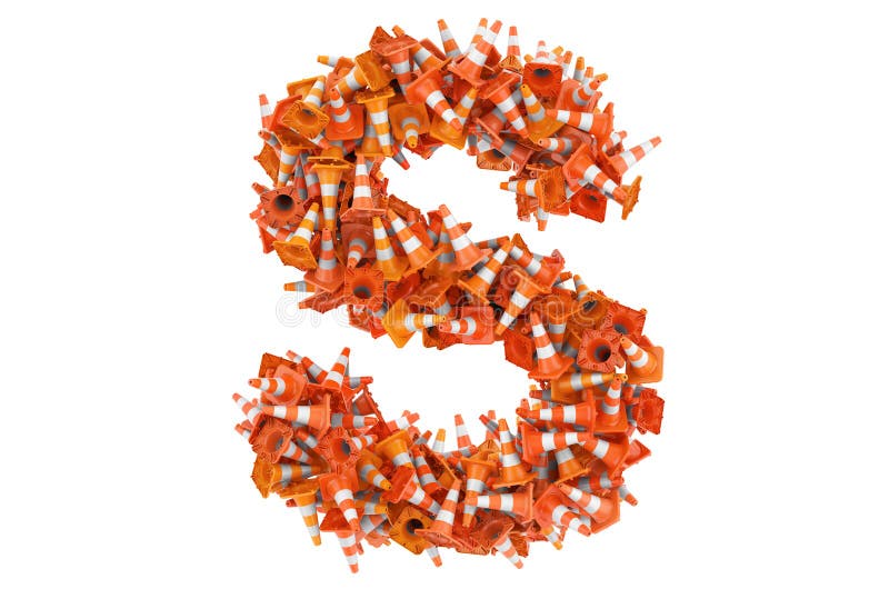 Letter S from Traffic Cones, 3D Rendering Stock Illustration ...