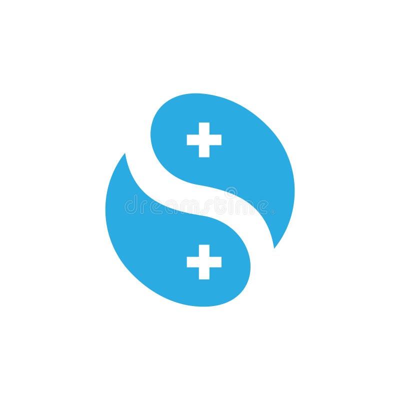 Letter S Water Plus Medical Logo Vector Stock Vector - Illustration of ...