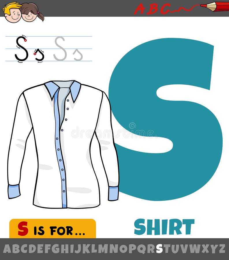 Letter S Worksheet with Cartoon Shirt Object Stock Vector ...