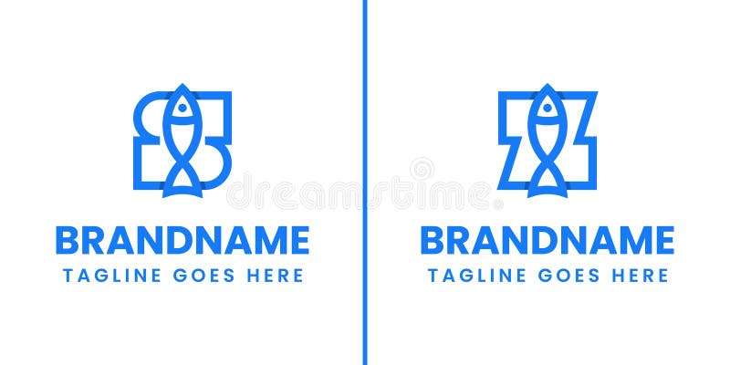 Letter S and Z Fish Logo Set, Symbolizing Adaptability, Fluidity, and ...