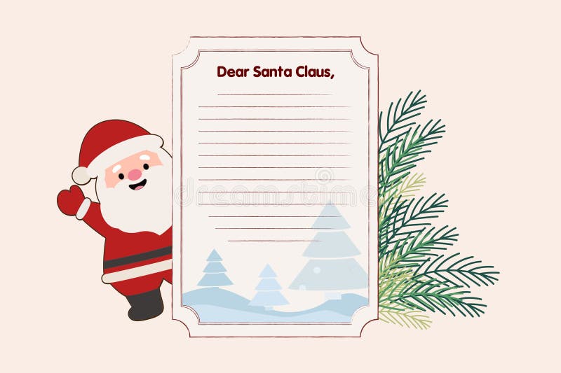 Letter To Santa Claus Template with with Empty Copy Space Stock Vector ...