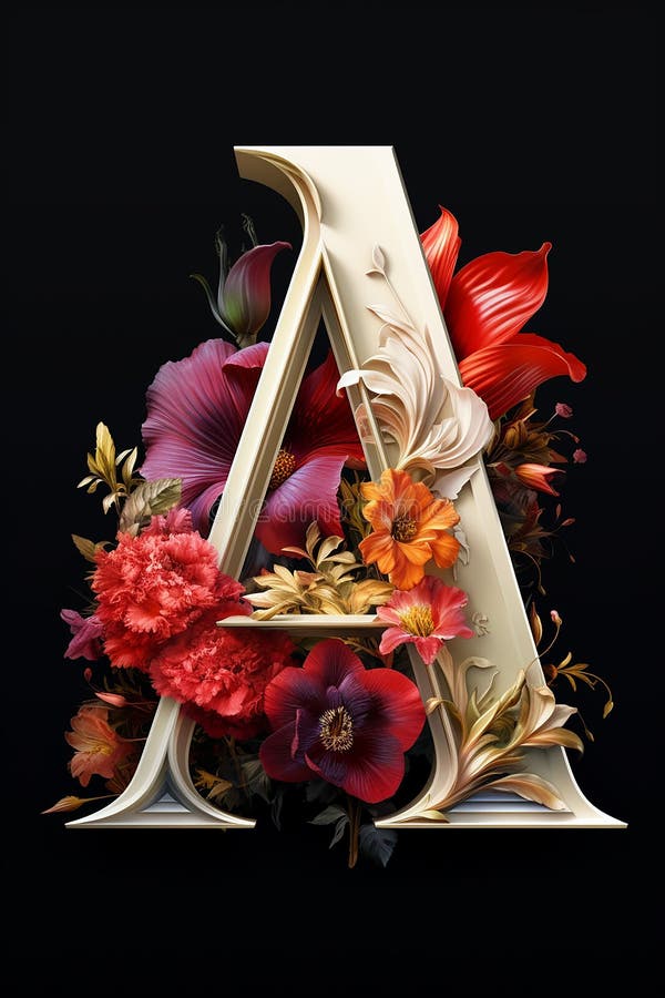 Letter a , Serif Typeface Typographical Logo with Floral Design. Spring ...