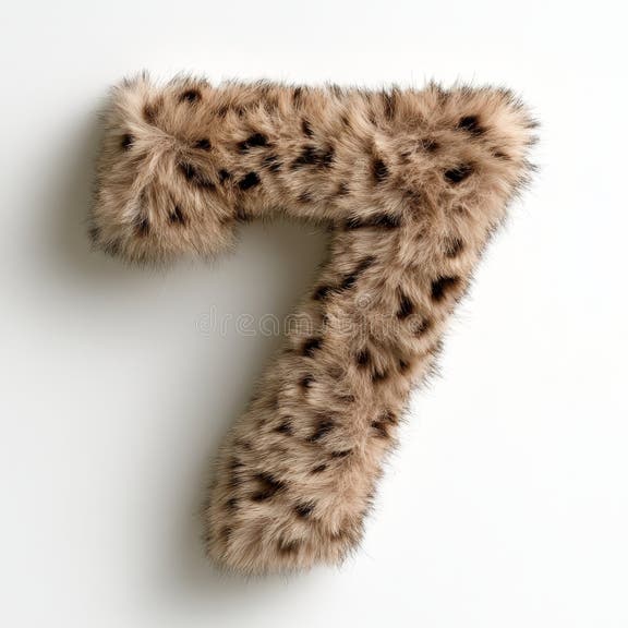 Leopard Fur Styled Letter Seven Displayed on a Clean White Background ...