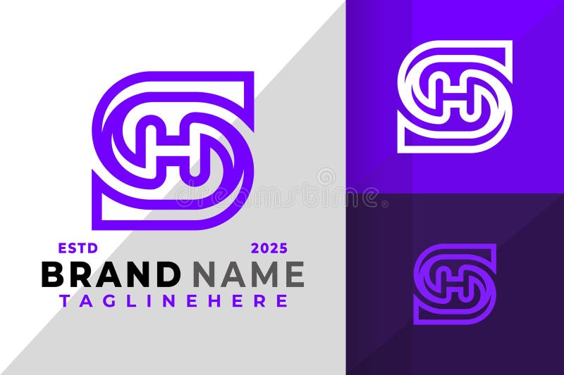 Letter Sh or Hs Monogram Logo Icon Vector Design Illustration Stock ...