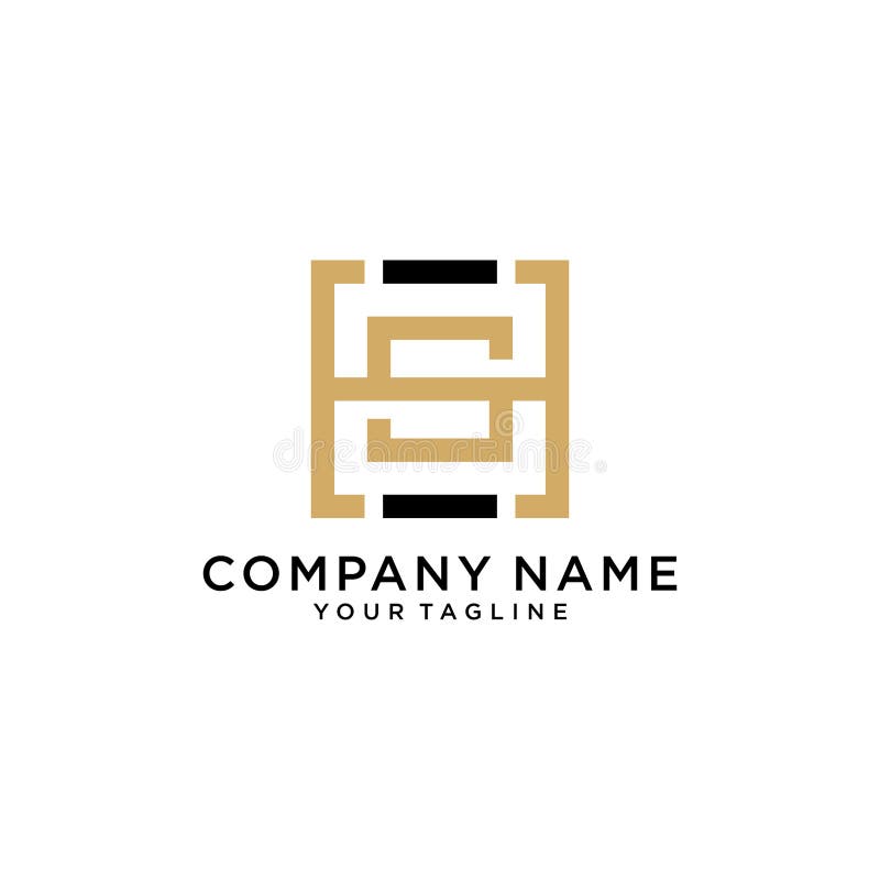 Letter SH, HS Monogram Square Shape Stock Vector - Illustration of ...