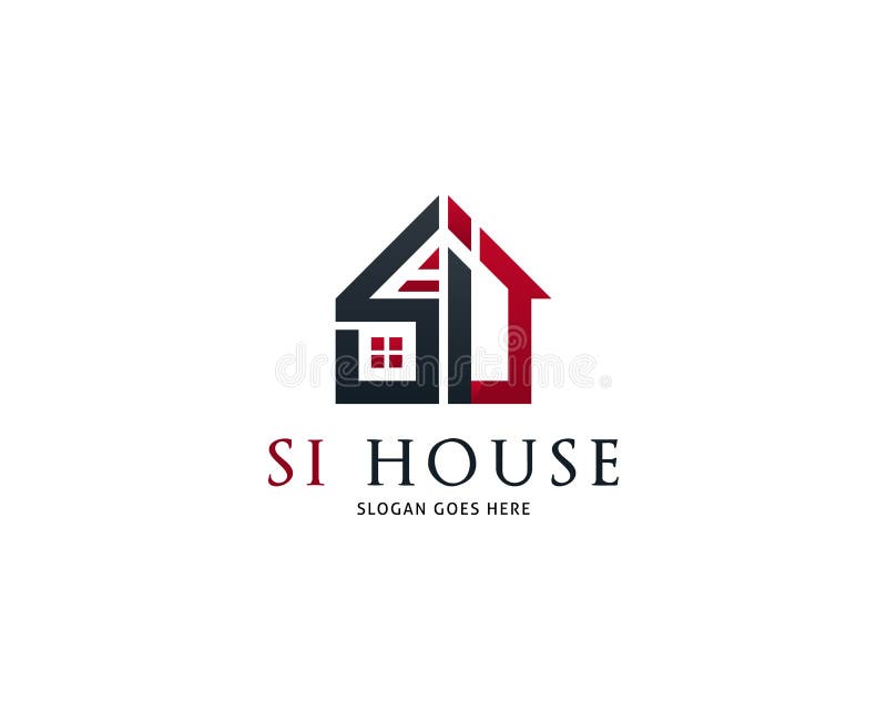 Letter SI with House Logo stock vector. Illustration of construction ...