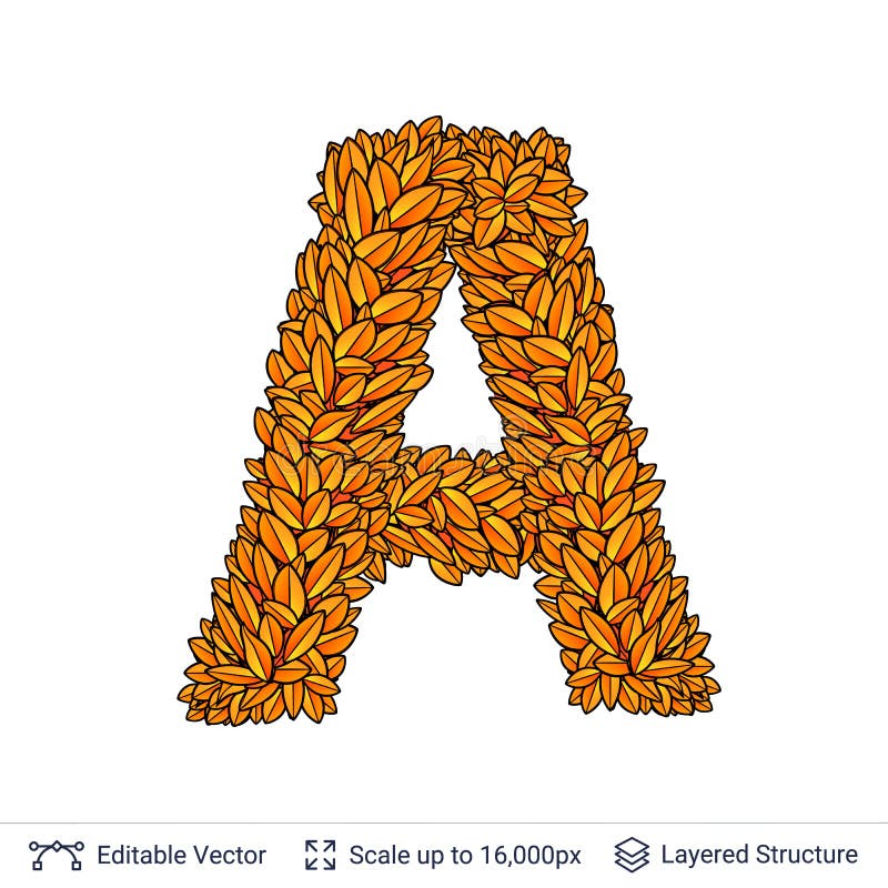 Letter a Sign of Autumn Leaves. Stock Vector - Illustration of fall ...