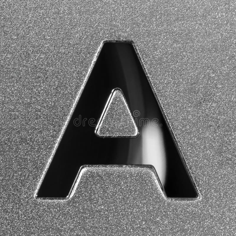Letter a on a Silver Grained Shiny Metal Surface. English Alphabet ...
