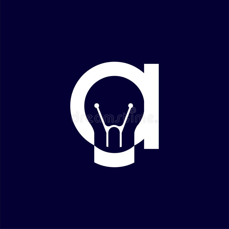 A Letter with Smart Bulb Logo Vector Element. Letter with Negative ...