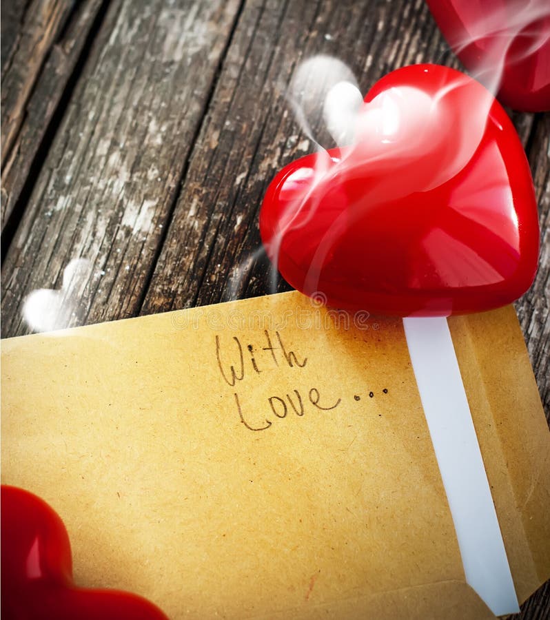Letter with Smell of Love and Red Heart Stock Image - Image of grunge ...