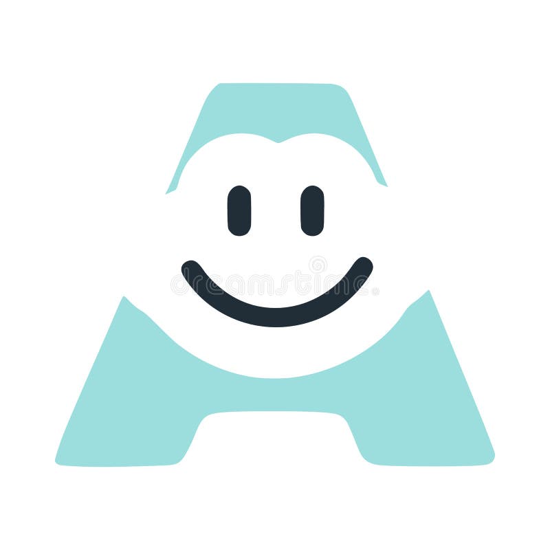 Letter a with a Smile on the Face Character in Flat Style Stock Vector ...