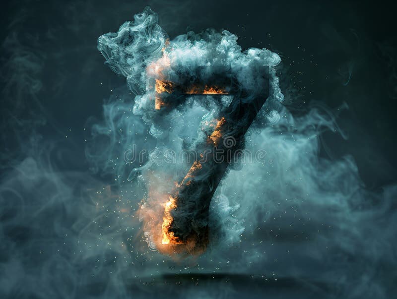A Letter of Smoke Alphabet. Letter 7 Burning in Fire with Smoke Stock ...