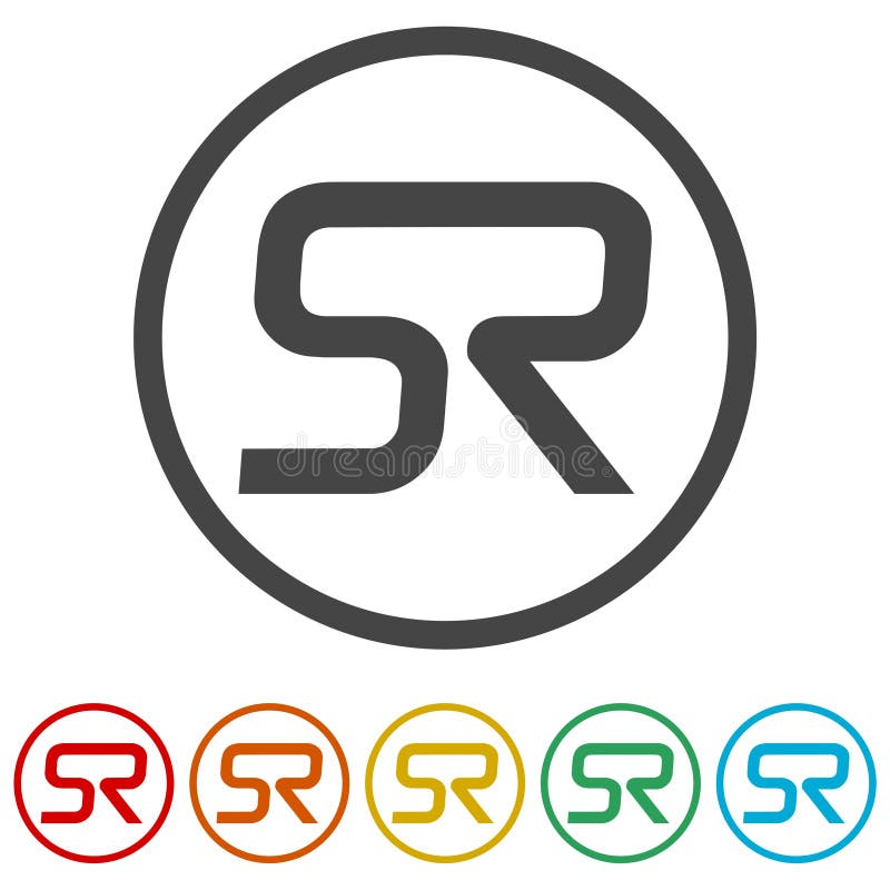 Letter SR Logo Ring Icon, Color Set Stock Vector - Illustration of ...
