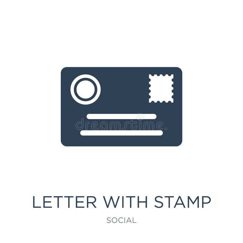 Letter with Stamp Icon in Trendy Design Style. Letter with Stamp Icon ...