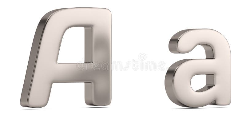 Letter a from Steel Solid Alphabet Isolated on White Background. 3D ...