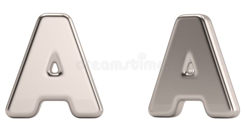 Letter a from Steel Solid Alphabet Isolated on White Background. 3D ...