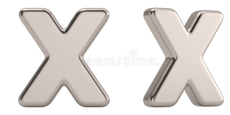 Letter X from Steel Solid Alphabet Isolated on White Background. 3D ...