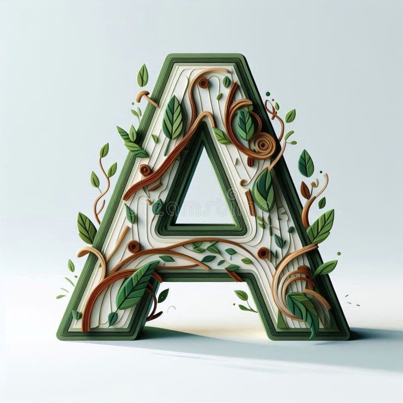 Letter a Surrounding by Roots and Vines Stock Illustration ...