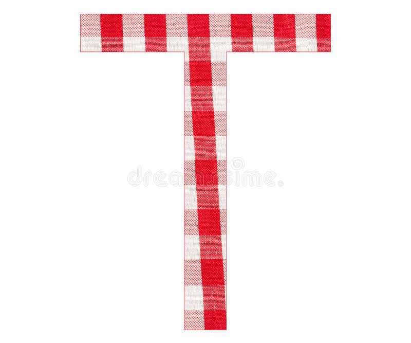 Letter T of the Alphabet - Red Checkered Fabric Tablecloth - White ...