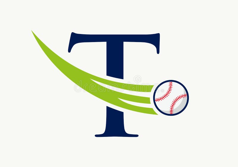 Letter T Baseball Logo Concept with Moving Baseball Icon Vector ...