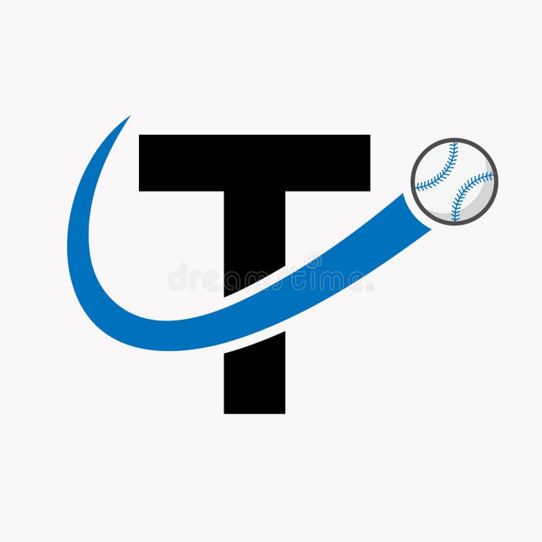 Letter T Baseball Logo Concept with Moving Baseball Icon Vector ...