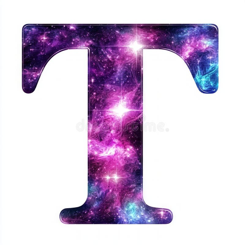Letter T Creatively Designed Colorful Space Infinity Effect Clean White ...