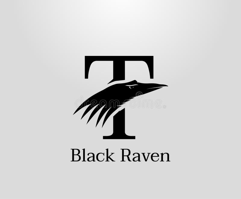 Letter T Crow Logo Designs, Black Raven in Initial T Vector ...