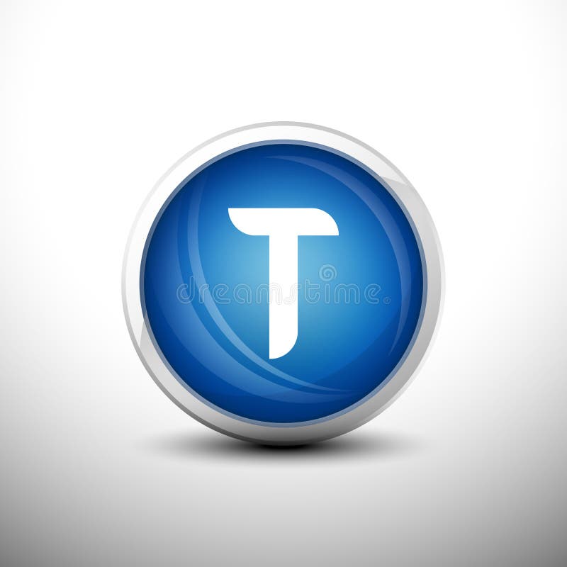 Letter T in 3D Shiny Blue Keys for Web Icons Stock Vector ...