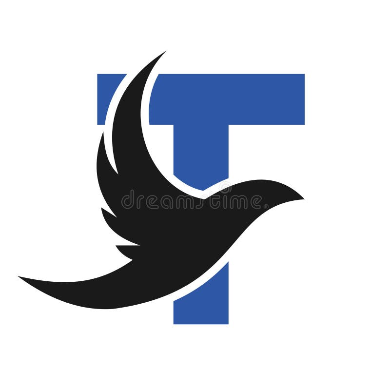 Letter T Flying Bird Logo Template Vector Sign. Dove Bird Logo on ...