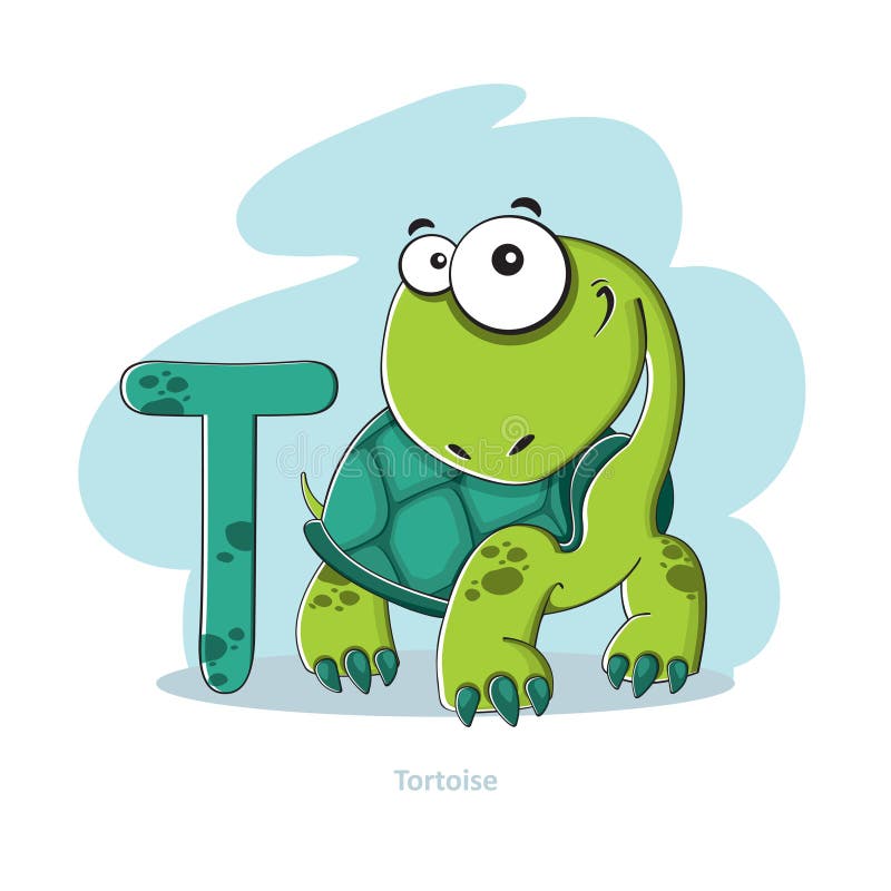 Letter T with Funny Tortoise Stock Vector - Illustration of school ...