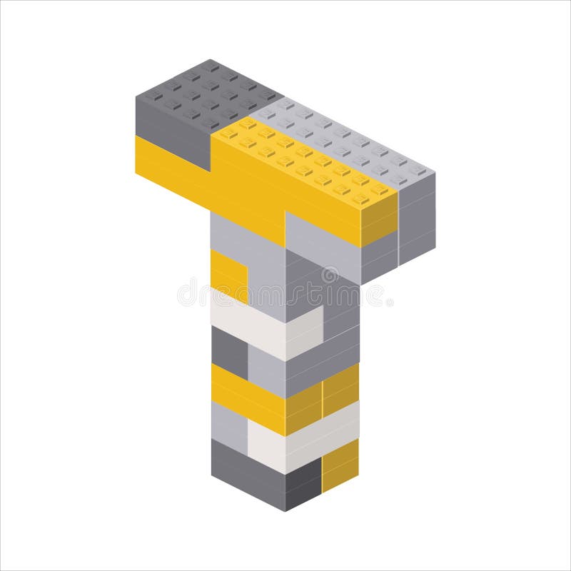 Letter T in Isometric View Assembled from Plastic Blocks. Vector Stock ...