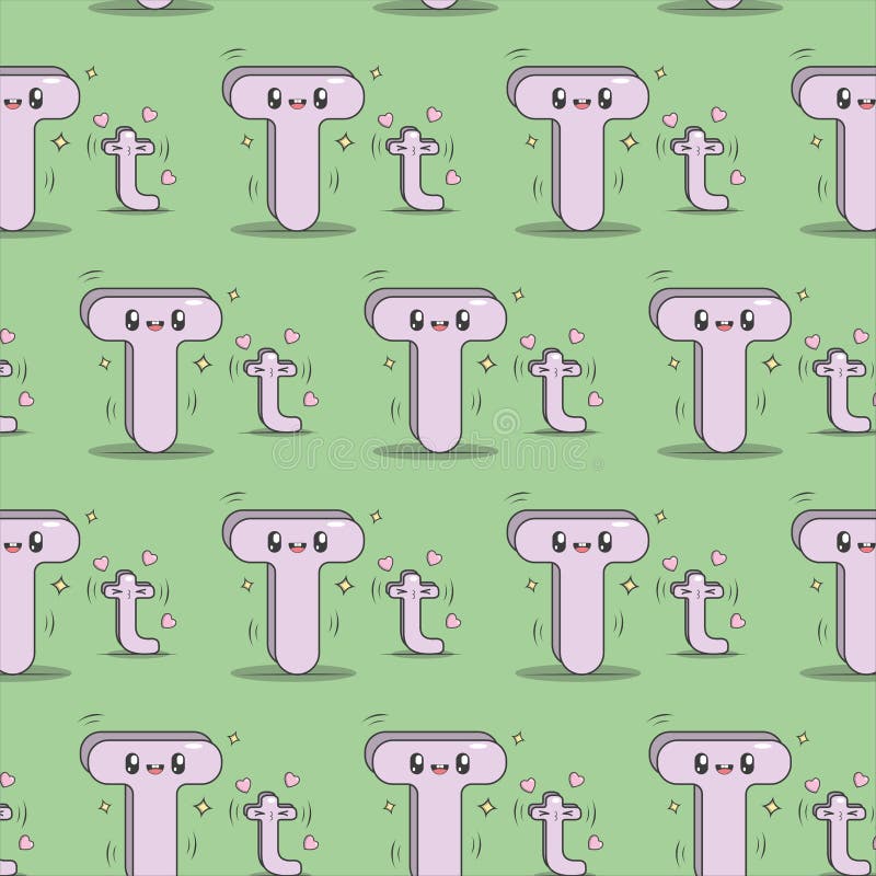 Letter T Kawaii Style Pattern Stock Vector - Illustration of cartoon ...