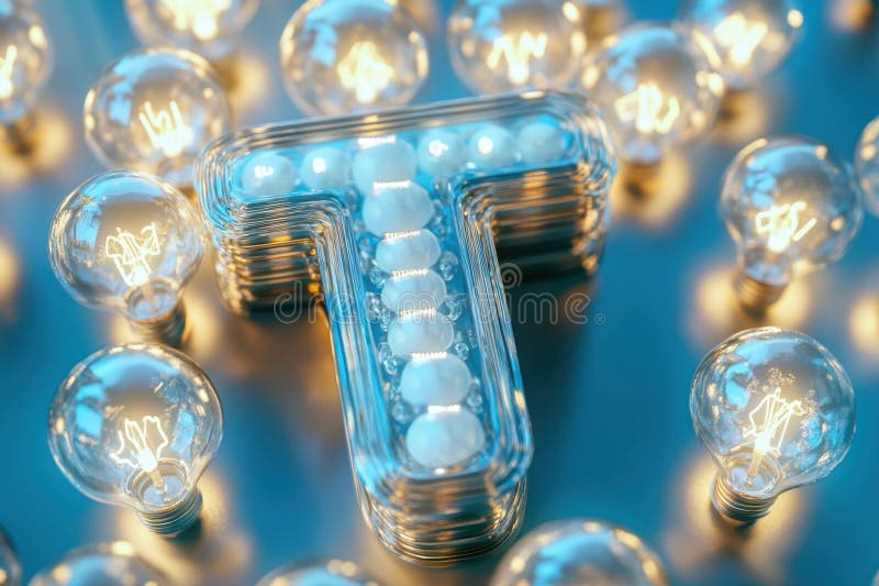 The Letter T is Lit Up with Pink Lights Stock Illustration ...