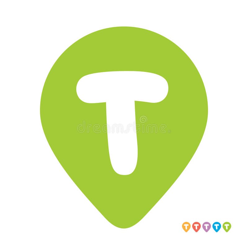 Letter T Location Pin Symbol, Initial T Map Pin Icon Vector ...