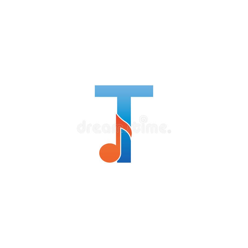 Letter T Logo Icon Combined with Note Musical Design Stock Vector ...
