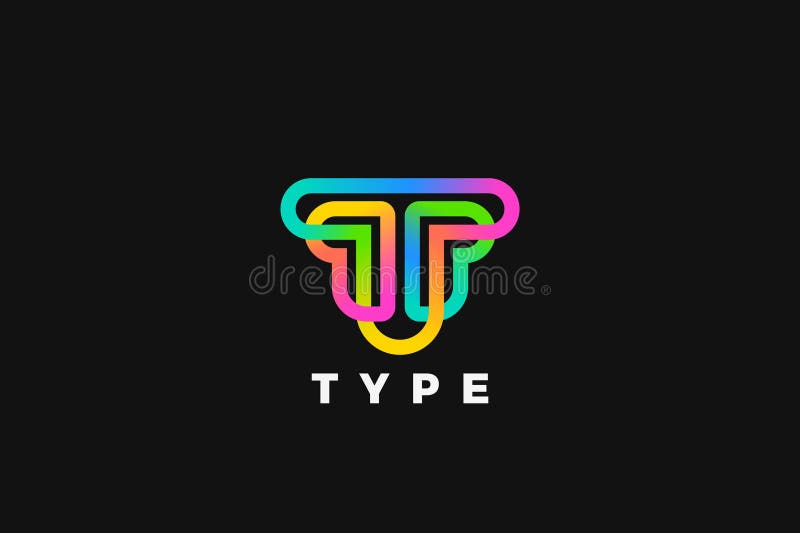 Letter T Logo Monogram Design Linear Outline Style Colorful Vector ...