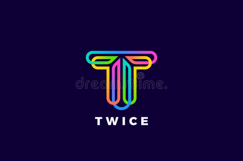 Letter T Logo Monogram Design Linear Outline Style Colorful Vector ...
