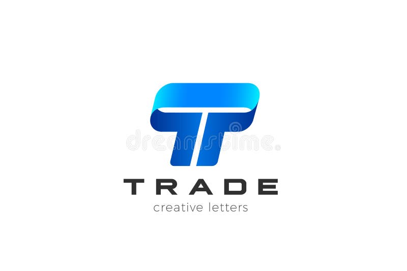 Letter T Logo Ribbon Design Vector Template. Monogram Logotype Concept ...