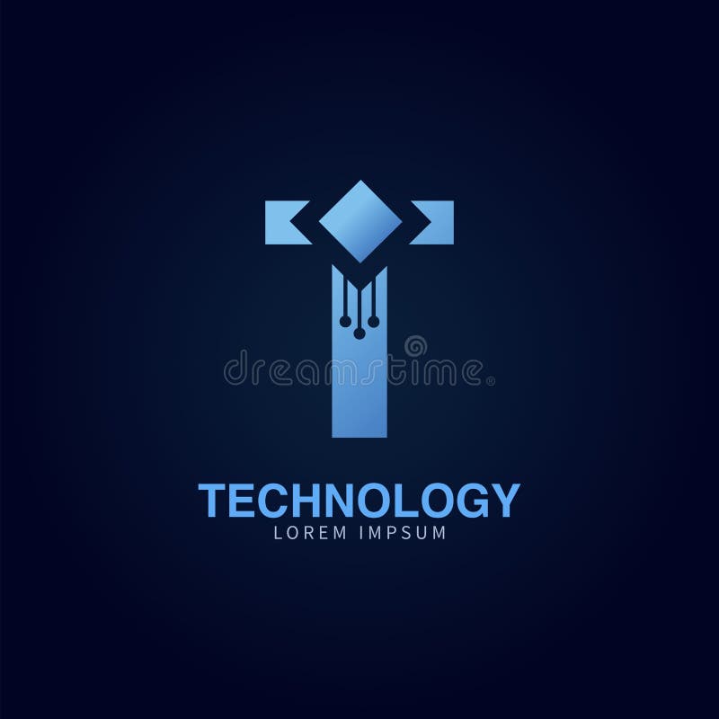 Letter T Logotype Blue Color,Technology and Digital Abstract Dot ...